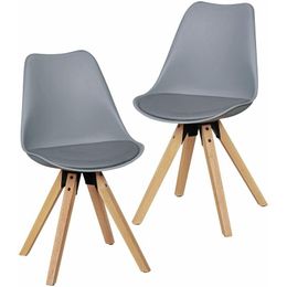 FineBuy Design Esszimmerstühle 2er Set SV43912 Skandinavische Stühle mit Holzbeinen, Retro Stuhlset Kunststoff, Küchenstühle mit Kunstleder, Lehnenstuhl