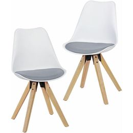 FineBuy Design Esszimmerstühle 2er Set SV43912 Skandinavische Stühle mit Holzbeinen, Retro Stuhlset Kunststoff, Küchenstühle mit Kunstleder, Lehnenstuhl