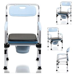 Toilettenstuhl Duschhocker & -sitze Standfesten Stuhl Toilettenhilfe Nachtstuhl Einstellbar Rollstuhl - Blau - Tolletour