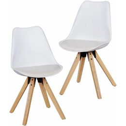 FineBuy Design Esszimmerstühle 2er Set SV43912 Skandinavische Stühle mit Holzbeinen, Retro Stuhlset Kunststoff, Küchenstühle mit Kunstleder,