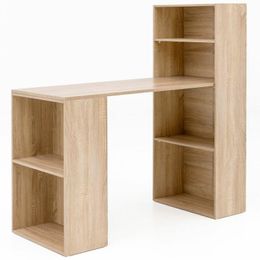 FineBuy - Schreibtisch mit Regal 120x120x53 cm Holz Modern, Schreibtischregal Ablagefächer pc Tisch, Computertisch mit Ablage, Design Tisch Büro mit