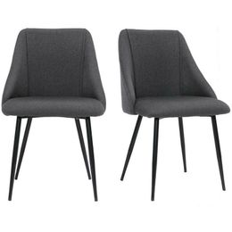 Miliboo Stuhl aus dunkelgrauem Stoffe mit Beinen aus Metall (2er-Set) higgins - Dunkelgrau