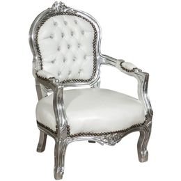 Biscottini Barocker Bettsessel 73x50x51 cm Louis xvi Stuhl Französischer Stil Polstersessel Zimmer Mini-Sessel mit Armlehnen