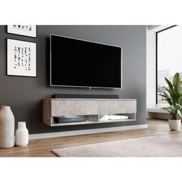 Sale Aktion Furnix TV-Lowboard Kommode Alyx 140cm TV-Schrank mit LED-Beleuchtung Loft Beton