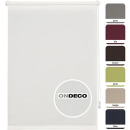 ONDECO - Tageslichtrollo ohne Bohren, Klemmfix Sichtschutzrollo Seitenzugrollo Klemmrollo, lichtdurchlässig und Blickdicht - Weiß - 140x160 cm ohne