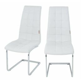 EstexoH&G Estexo - Freischwinger Esszimmerstuhl Küchenstuhl 2er Set Stuhl Schwingstuhl Stühle Weiß