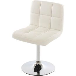 HHG - Esszimmerstuhl Cadiz, Küchenstuhl Stuhl, drehbar Kunstleder weiß, Chromfuß - white