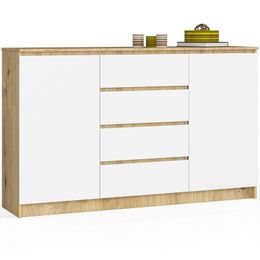 Akord - Kommode k 160 cm | 4 Schubladen und 2 Türen | für Wohnzimmer Schlafzimmer Schrank Wohnzimmer | Modernes Funktionelles Design | 16mm