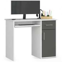 Akord - PC-Schreibtisch pin mit Tastaturablage | Schreibtisch Klein mit Schubladen | Office Desk | Computertisch | Bürotisch 1 Schublade, 1