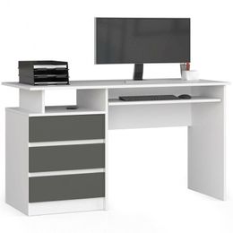 Akord - PC-Schreibtisch clp 135 mit Tastaturablage | Office Desk | Computertisch | Bürotisch mit Tastaturablage | 3 Schubladen, 1 Ablagefach, B135 x