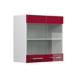 Glashängeschrank R-Line 60 cm Weiß/Bordeaux-Rot Hochglanz modern VICCO