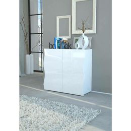 Kommode Dlandin, Küchen-Sideboard mit 2 Türen, Wohnzimmer-Buffet, 100% Made in Italy, cm 90x40h81, glänzend weiß - Dmora