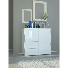 Dmora - Kommode Derli, Küchen-Sideboard mit 4 Türen und 1 Schublade, Wohnzimmer-Buffet, 100% Made in Italy, cm 90x40h81, glänzend weiß