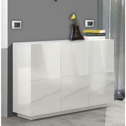 Dmora - Eingangsmöbel Dcircat, Moderner Multifunktionseingang, Mehrzweckschrank für Atrium, 100% Made in Italy, cm 121x38h86, glänzend weiß