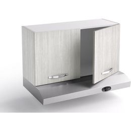CAESAROO Küchenoberschrank Dunstabzugshaube 90x31xH48 cm Holz Weiß Alaska mit zwei Türen weiß