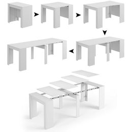 Dmora - Konsolentisch Dboc, Ausziehbarer Esstisch, Tisch mit Mehrzweckverlängerungen, die auf bis zu 10 Sitzplätze erWeißert werden können,