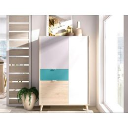 CAESAROO Wohnzimmeranrichte hoch 137 cm Penny mehrfarbig mit drei Türen und einer Schublade Mehrfarbig