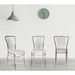 Dmora - Moderner Stuhl aus Kunstleder, für Esszimmer, Küche oder Wohnzimmer, cm 54x45h93, weiße Farbe
