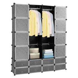 Kleiderschrank Kleiderschränke Regalsystem Multifunktionsregal Kinderregal Regal diy Bücherregal mit Türen - Schwarz - VINGO