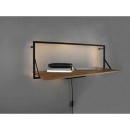 Mirrors and More Wandregal leonie aus Holz mit led Beleuchtung Metall Schwarz 90cm breit