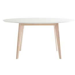 Miliboo Tisch oval 150 cm Weiß und helles Holz leena - Weiß