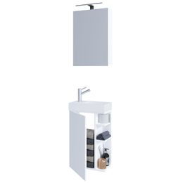 Vcm 3-tlg Set Waschplatz f&uuml;r G&auml;ste WC G&auml;stebad Toilette Waschtisch mit Spiegelschrank Badm&ouml;bel Badezimmer Set &ndash; Lumia