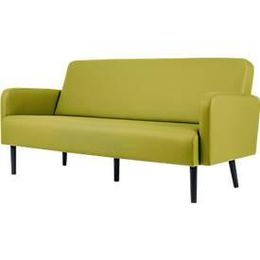Dreisitzer Sofa easyChair® by PAPERFLOW LISBOA, desinfektionsmittelbeständiger Kunstlederbezug grün, Fußgestell schwarz, B 1760 x T 815 x H 830 mm