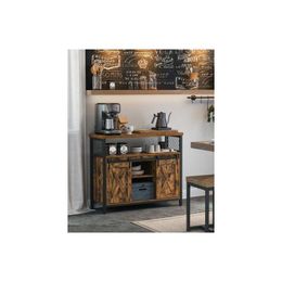 Vasagle Sideboard, Küchenschrank, Aufbewahrungsschrank, mit 2 Schiebetüren, verstellbare Ablage, industriell vintagebraun-schwarz von Songmics