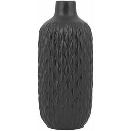 Beliani - Dekofigur Schwarz 14 x 31 cm Steinzeug gemusterte Strukturoberfläche Pflegeleicht Wohnartikel Ovale Form Modern - Schwarz