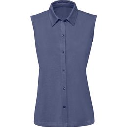 Damen Blusentop in Jersey-Qualit&auml;t jeansblau, Gr&ouml;&szlig;e 42
