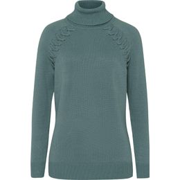 Damen Rollkragenpullover mit Zierband-Detail jade, Gr&ouml;&szlig;e 56