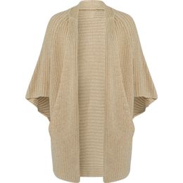 Damen Strickjacke in Oversize-Form sand, Gr&ouml;&szlig;e 50-56
