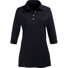 Damen Longshirt mit kurzer Knopfleiste schwarz, Gr&ouml;&szlig;e 56