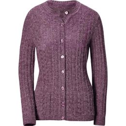 Damen Strickjacke mit Ton-in-Ton-Knöpfen violett-meliert, Größe 38