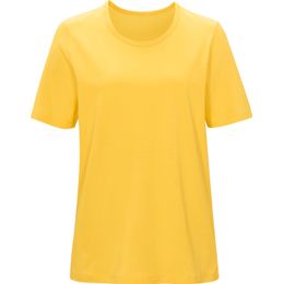 Damen Schlafanzugshirt mit Rundhals-Ausschnitt gelb, Gr&ouml;&szlig;e 36/38