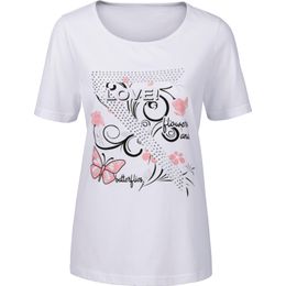 Damen T-Shirt mit Schmetterlings-Druck wei&szlig;, Gr&ouml;&szlig;e 46