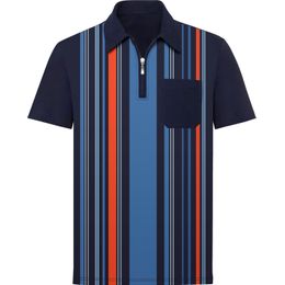 Herren Poloshirt marine-gestreift, Gr&ouml;&szlig;e 48/50