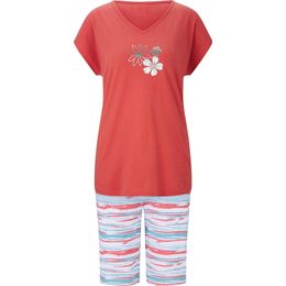 Damen Shorty in Single Jersey-Qualit&auml;t koralle-ecru, Gr&ouml;&szlig;e 44/46