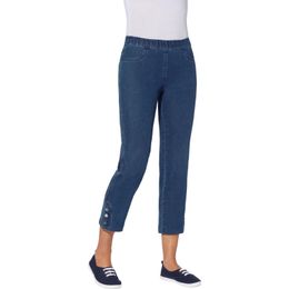 Damen 7/8-Jeans mit seitlichen Zierkn&ouml;pfen blue-stone-washed, Gr&ouml;&szlig;e 38
