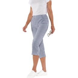 Damen Caprihose aus Seersucker, gestreift dunkelblau-gestreift, Gr&ouml;&szlig;e 38