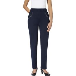 Damen Schlupfhose mit Ziersteinchen marine, Gr&ouml;&szlig;e 38