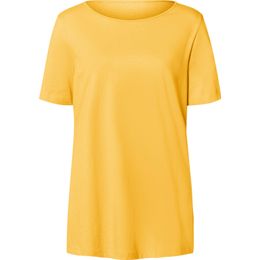 Damen Longshirt mit hohen Seitenschlitzen gelb, Gr&ouml;&szlig;e 38