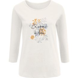 Damen Longshirt mit Print vorne champagner-bedruckt, Gr&ouml;&szlig;e 38