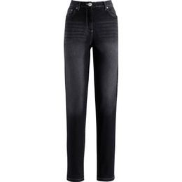 Damen Stretch-Jeans in Used-Optik black-denim, Gr&ouml;&szlig;e 38