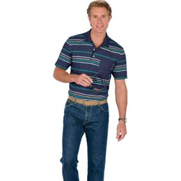 Herren Poloshirt marine-gestreift, Gr&ouml;&szlig;e 52/54