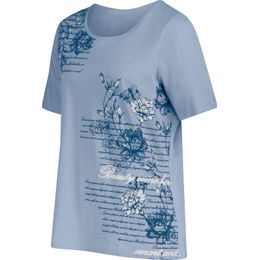 Damen Kurzarmshirt mit Buchstaben-Druck bleu-bedruckt, Gr&ouml;&szlig;e 56