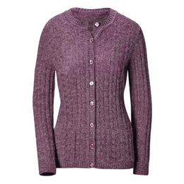 WITT Damen Strickjacke mit Ton-in-Ton-Kn&ouml;pfen, violett-meliert, Gr&ouml;&szlig;e 46
