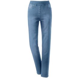 WITT Damen Schlupfjeans mit geripptem Strick-Dehnbund, blue-bleached, Gr&ouml;&szlig;e 22