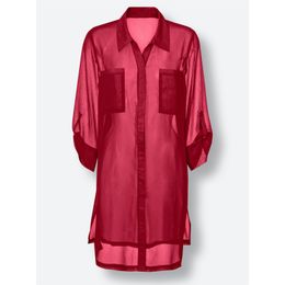 feel good Damen Strandbluse mit krempelbaren 3/4-&Auml;rmeln, rot, Gr&ouml;&szlig;e 40/42