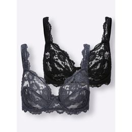 Sassa Mode Sassa Damen Body mit B&uuml;gel aus elastischer Spitze, schwarz + anthrazit, Gr&ouml;&szlig;e 75E